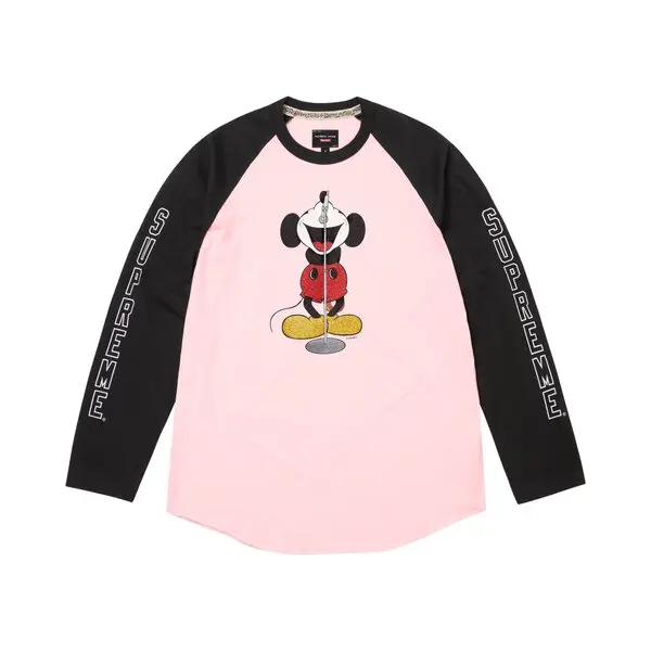 Supreme X Number Ine X Mickey Mouse Raglan Long-sleeve Top - Pink