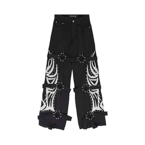 WHO DECIDES WAR BY EV BRAVADO Winged Logo Bondage Pants