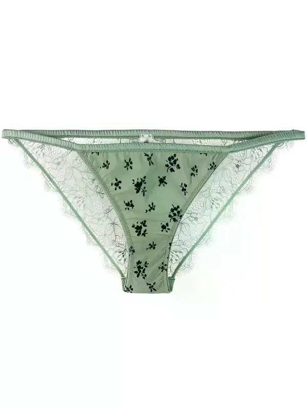 Love Stories Floral Lace Briefs - Green