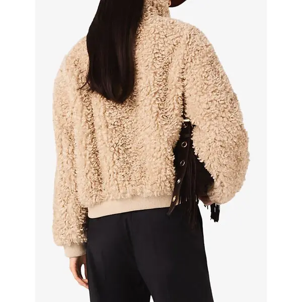 Maje Cropped Bouclé Jacket With Wide Collar
