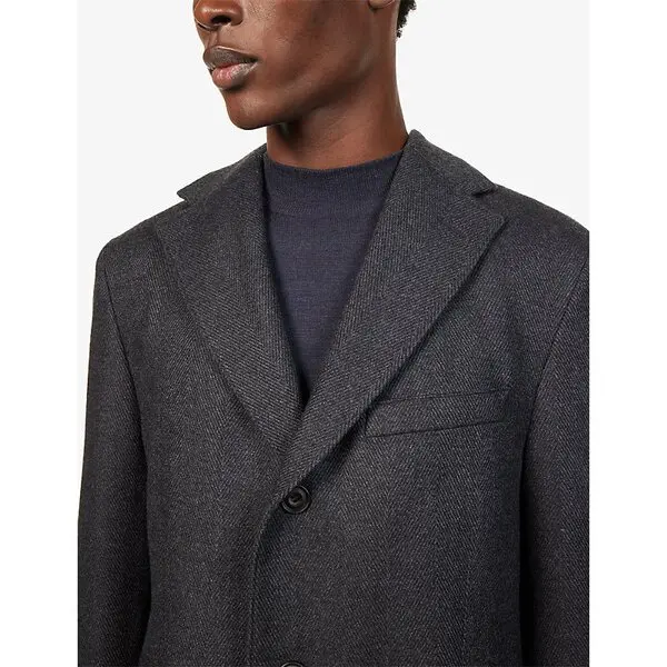 Corneliani Herringbone Wool Overcoat With Removable Bib