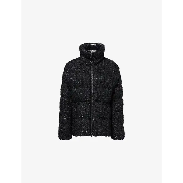 Moncler Tweed Short Down Jacket - Black