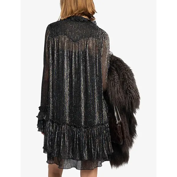 Zadig&Voltaire Ralice Ruffle-trim Woven Mini Dress - Black