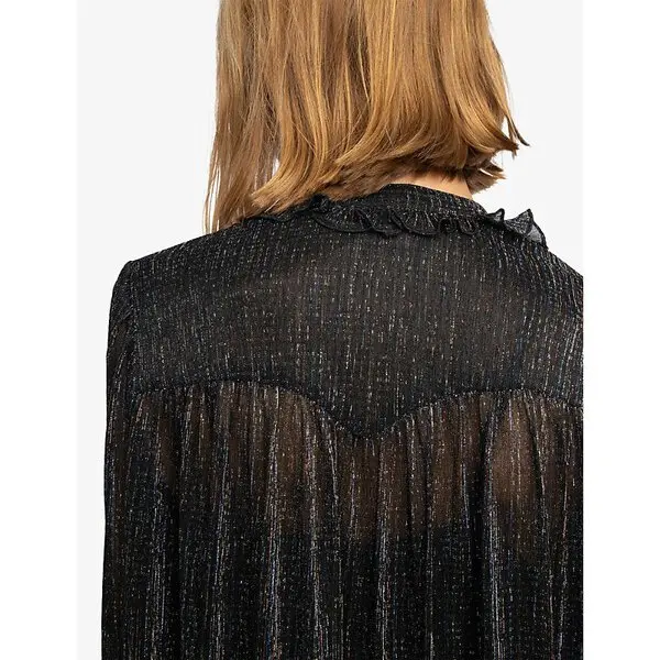 Zadig&Voltaire Ralice Ruffle-trim Woven Mini Dress - Black