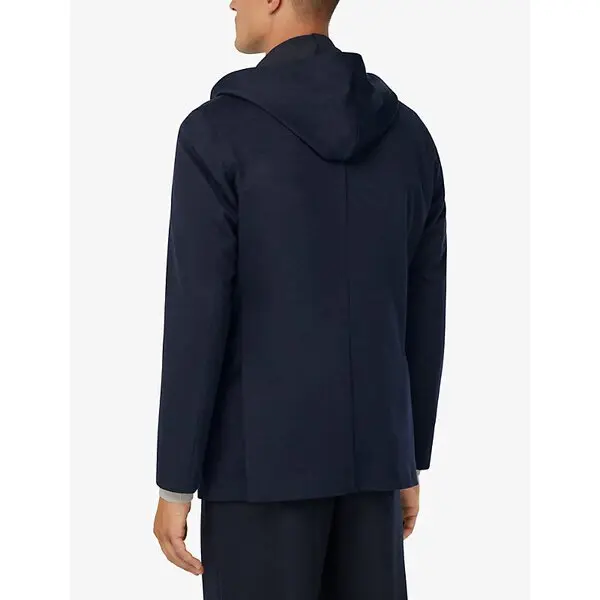Boggi Milano Removable-hood Single-breasted Stretch Wool-blend Jacket
