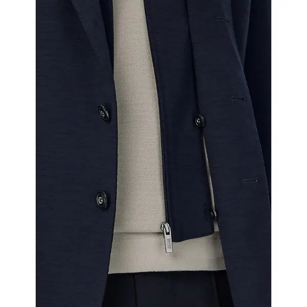 Boggi Milano Removable-hood Single-breasted Stretch Wool-blend Jacket