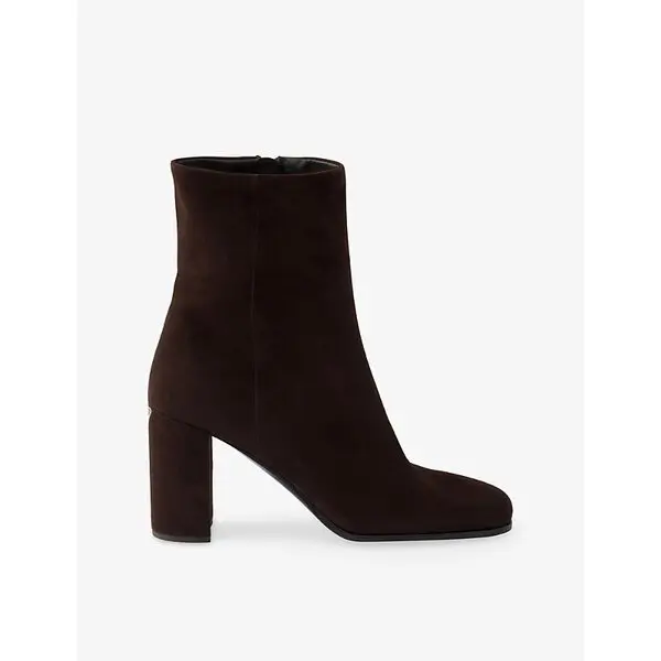 Prada Brand-plaque Suede Heeled Ankle Boots