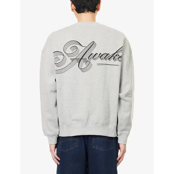 AWAKE NY Script Crewneck Cotton-jersey Sweatshirt