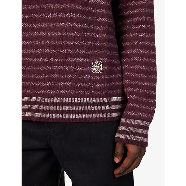 Loewe Embroidered-logo Striped Wool Blend Sweater