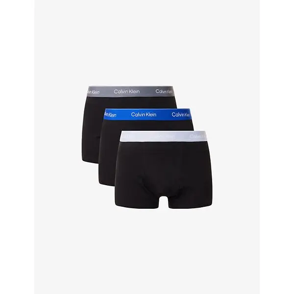 Calvin Klein Icon Pack Of Three Cotton-jersey Trunks - Royalty Casual Blu Turb