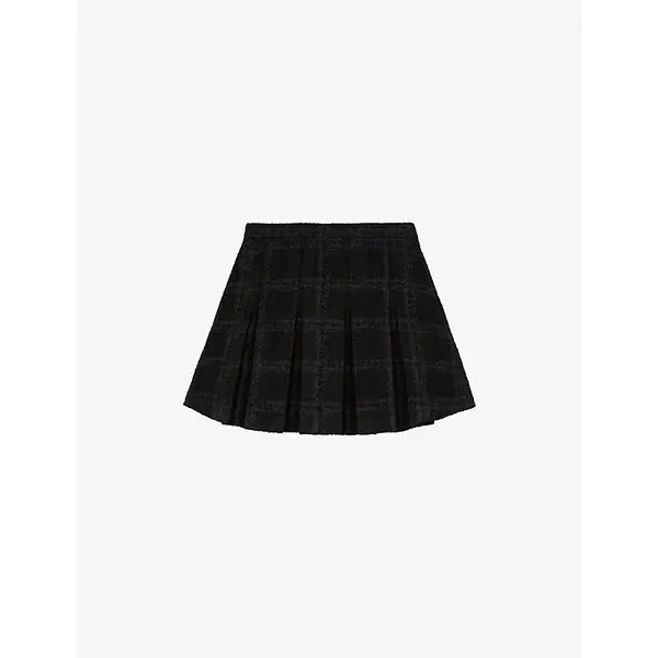 The Kooples Pleated Checked Mini Skirt