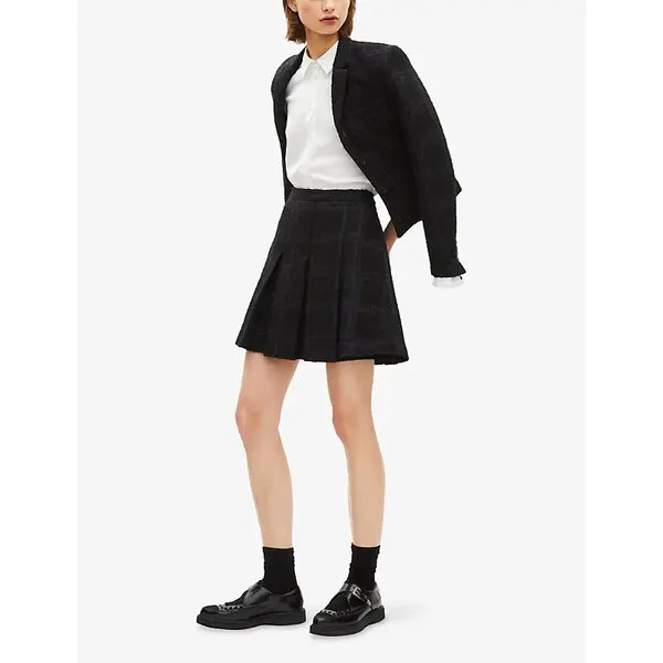 The Kooples Pleated Checked Mini Skirt