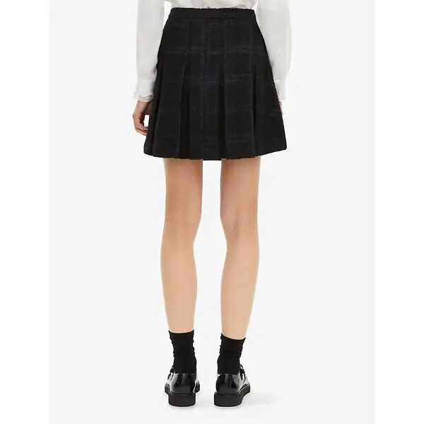 The Kooples Pleated Checked Mini Skirt