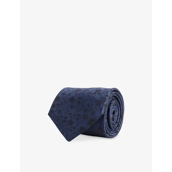 Paul Smith Jacquard-floral Silk Neck Tie - Blue