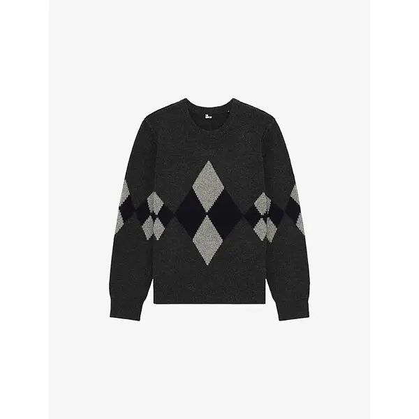 The Kooples Diamond-pattern Knitted Wool Jumper