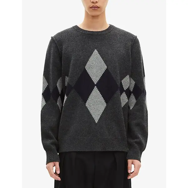 The Kooples Diamond-pattern Knitted Wool Jumper