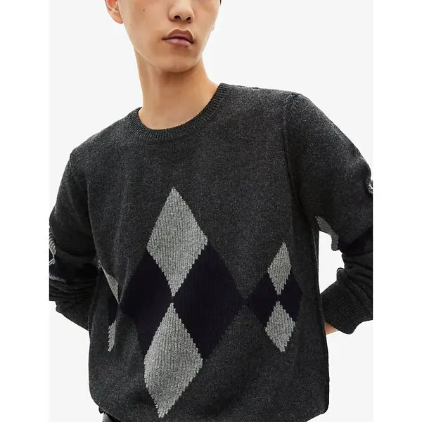 The Kooples Diamond-pattern Knitted Wool Jumper