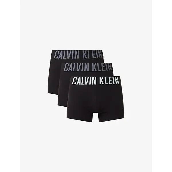 Calvin Klein Intense Power Pack Of Three Cotton-jersey Trunks - Wht,aerial,turb