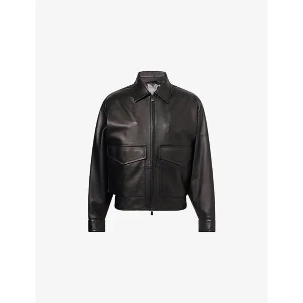 Corneliani Pointed-collar Boxy-fit Leather Bomber Jacket