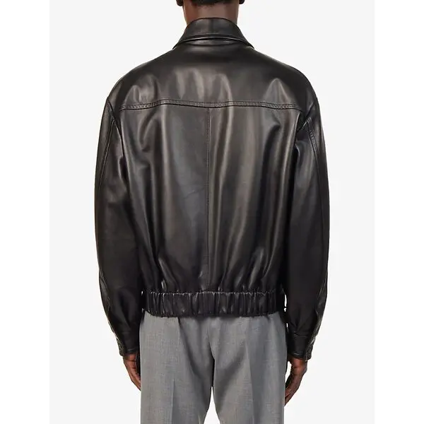 Corneliani Pointed-collar Boxy-fit Leather Bomber Jacket