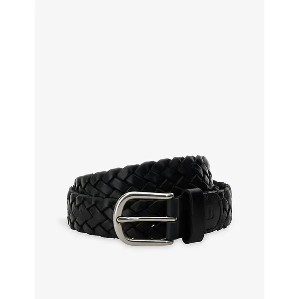 Boggi Milano Woven Leather Belt - Black