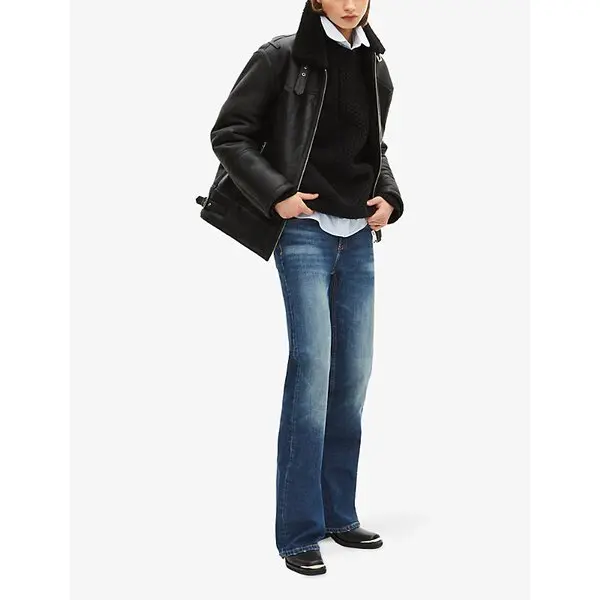 The Kooples Collared Zip-up Leather Jacket