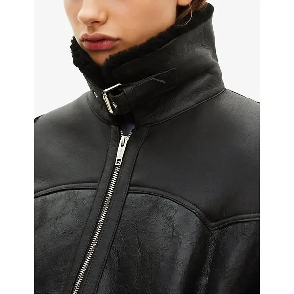 The Kooples Collared Zip-up Leather Jacket