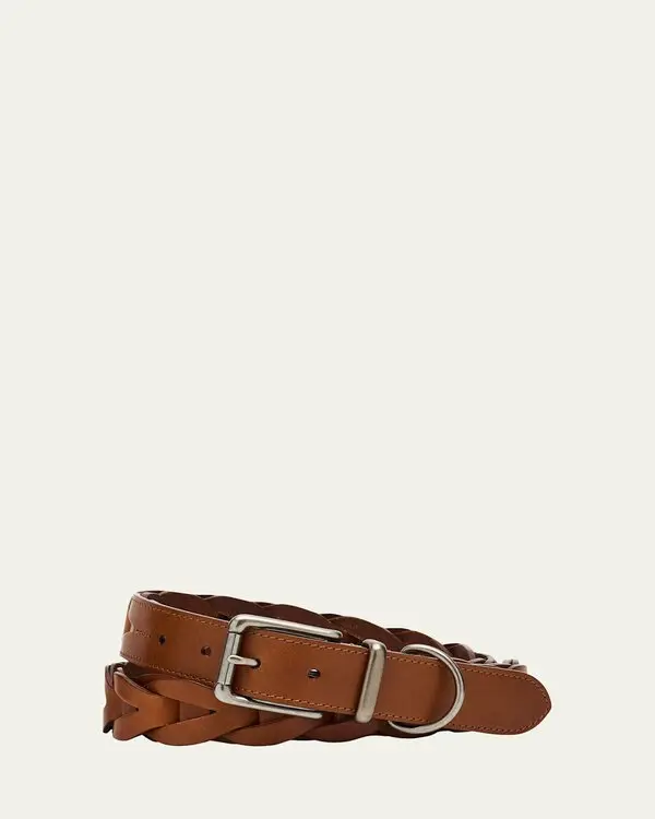 Ralph Lauren Woven Leather Belt - Rl Gold