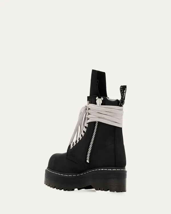 Rick Owens X Dr. Martens Quad Sole Leather Ankle Boots