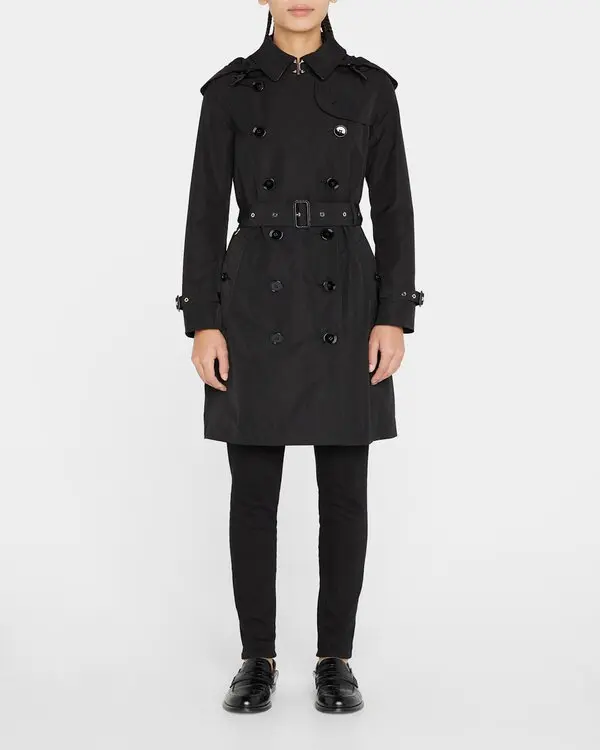 Burberry Kensington Double-breasted Trench Coat With Detachable Hood - Black