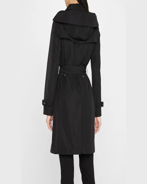 Burberry Kensington Double-breasted Trench Coat With Detachable Hood - Black