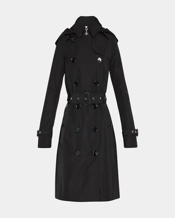 Burberry Kensington Double-breasted Trench Coat With Detachable Hood - Black