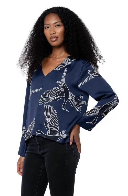 CIEBON Jones Bird Print V-neck Top