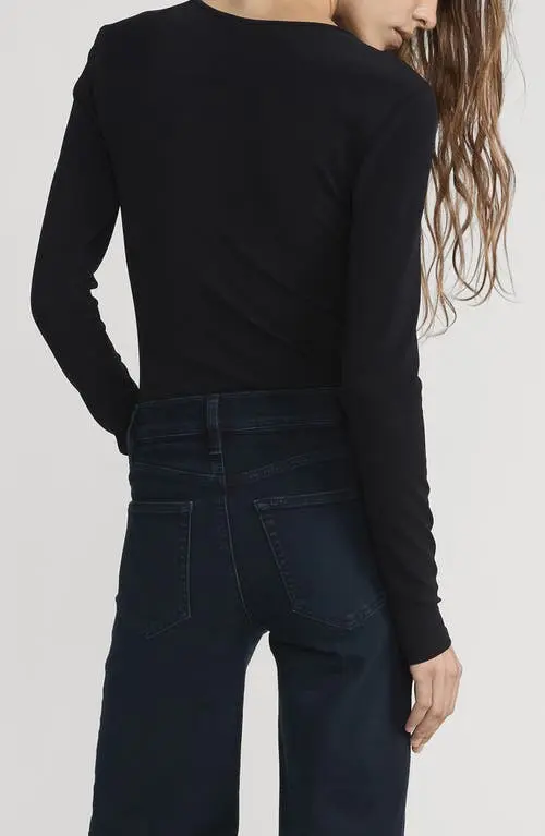 FRAME The Keyhole Long Sleeve Top - Black