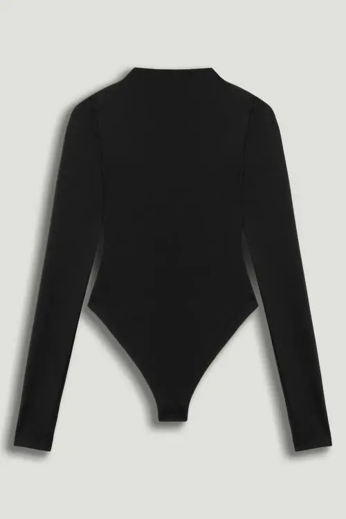 NOCTURNE Long-sleeve Jersey Bodysuit - Black