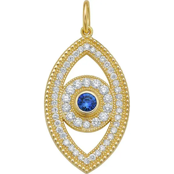 LIONHEART 14k Gold Diamond And Sapphire Evil Eye Charm - Yellow Gold