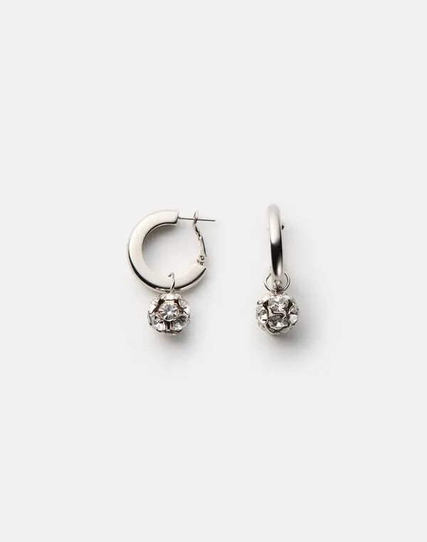Lafayette 148 New York Rhinestone Charm Hoop Earrings - Silver
