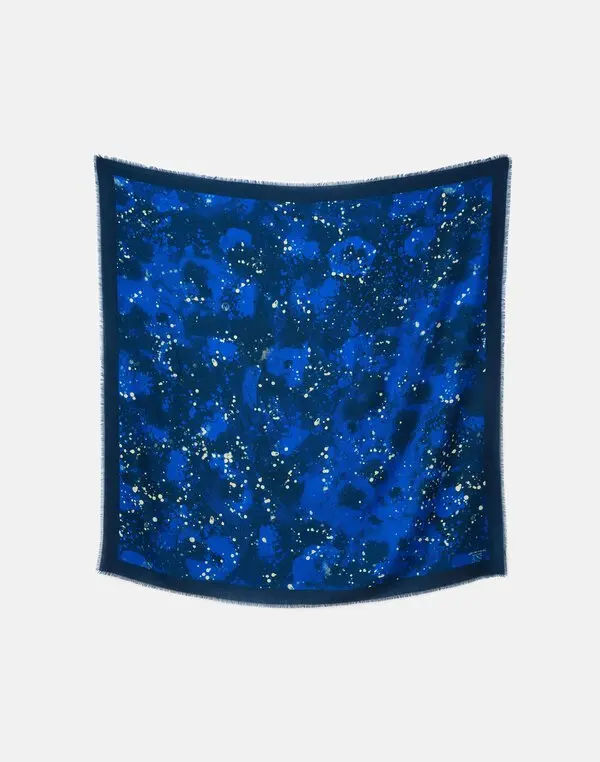 Lafayette 148 New York Celestial Print Cashmere Silk Square Scarf - Galaxy Blue Multi