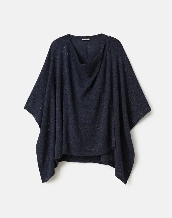 Lafayette 148 New York Cashmere Silk Poncho With Swarovski Crystals