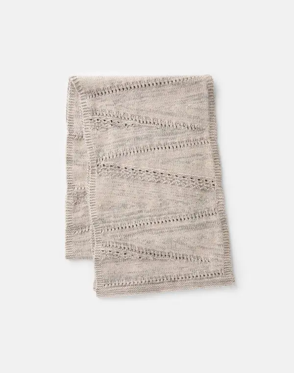 Lafayette 148 New York Pointelle Knit Cashmere Sequin Silk Scarf - Taupe Multi