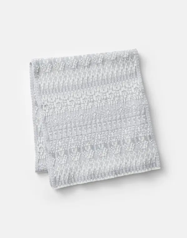 Lafayette 148 New York Merino Wool Cashmere Fair Isle Scarf - Nickel Multi