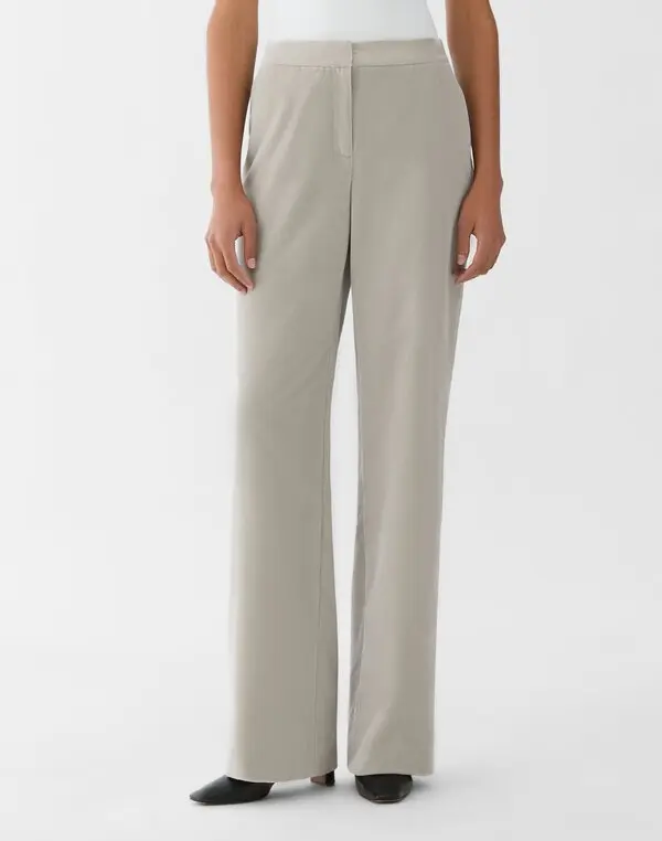 Lafayette 148 New York Cotton Velvet Straight Leg Pants - Silver