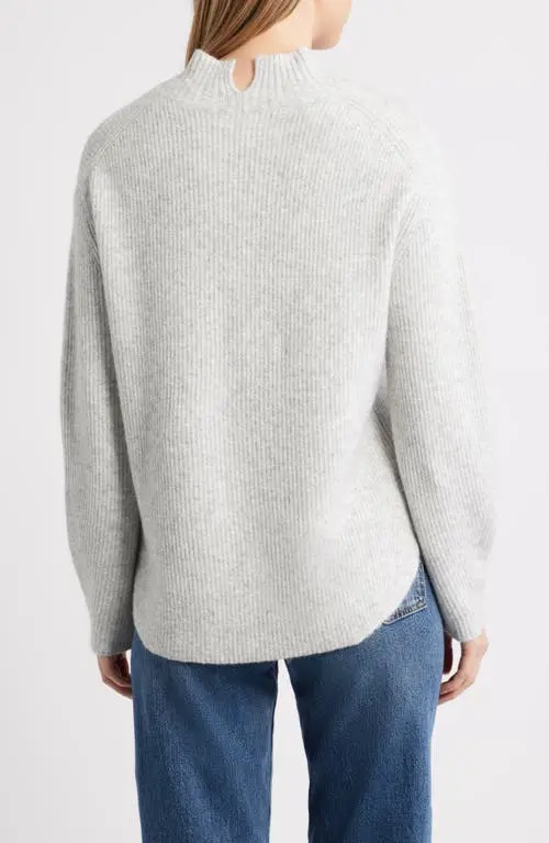 Caslon Shirttail Mock Neck Sweater - Grey Light Heather