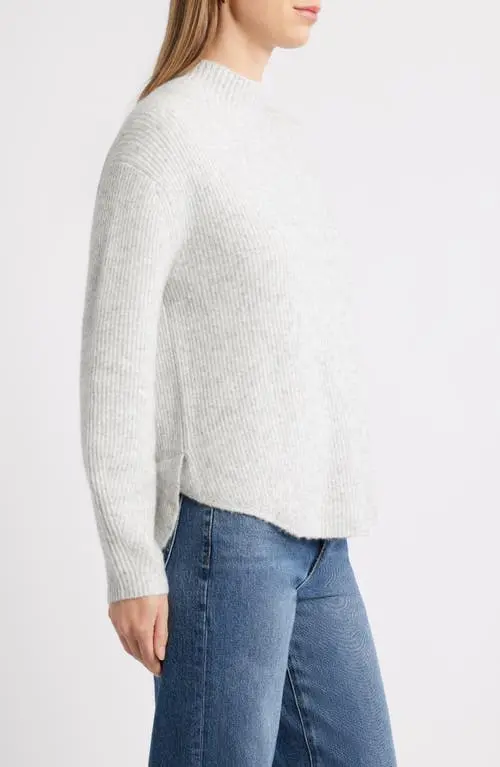Caslon Shirttail Mock Neck Sweater - Grey Light Heather