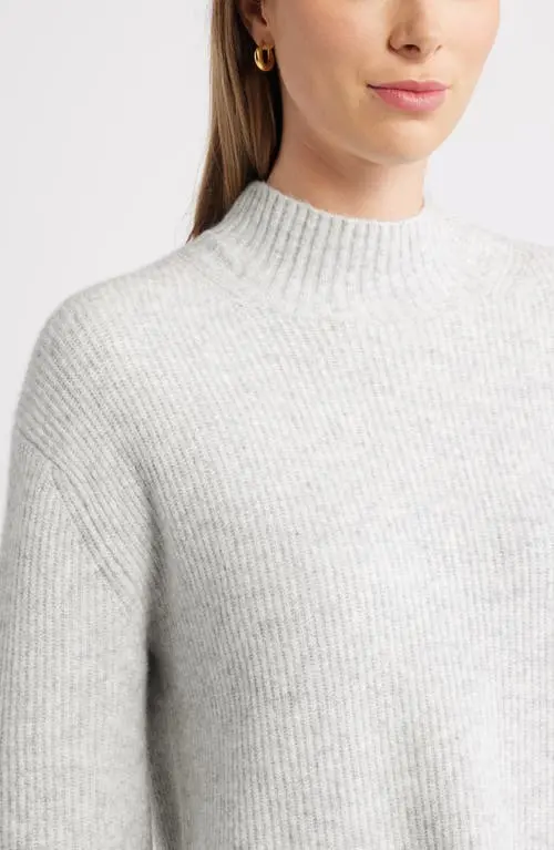 Caslon Shirttail Mock Neck Sweater - Grey Light Heather