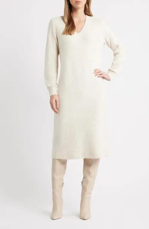Caslon Sequin Embellished Sweater Dress In Beige Oatmeal Light Heather -  61% Off | Editorialist