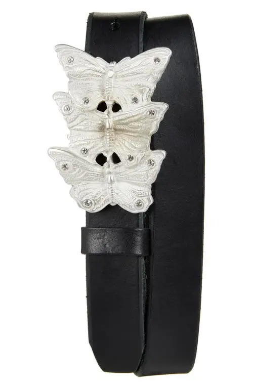Our Legacy Butterfly Buckle Leather Belt - Oily Black Leather