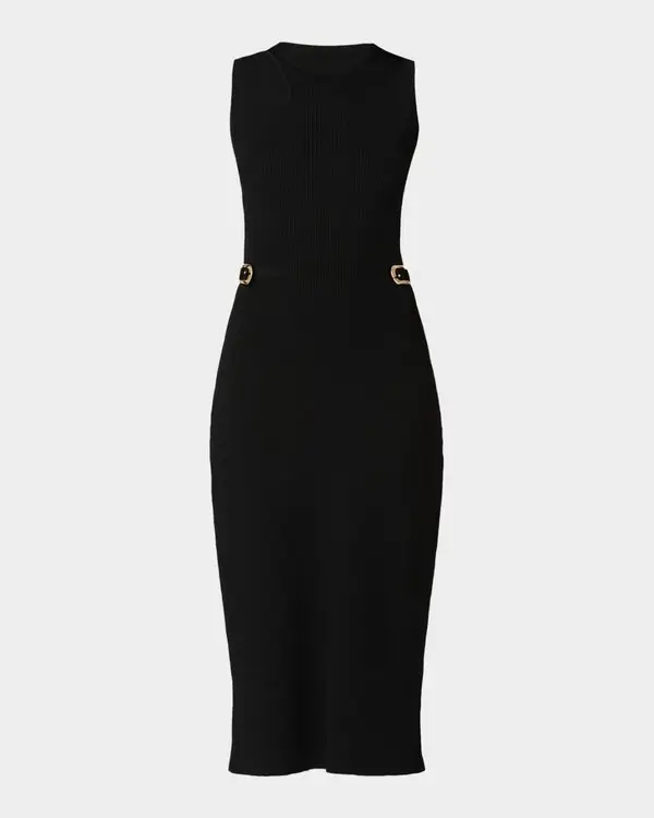 Shoshanna Fleur Cutout Rib Knit Midi Dress