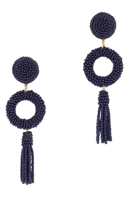 Deepa Gurnani Oliver Beaded Drop Earrings - Navy