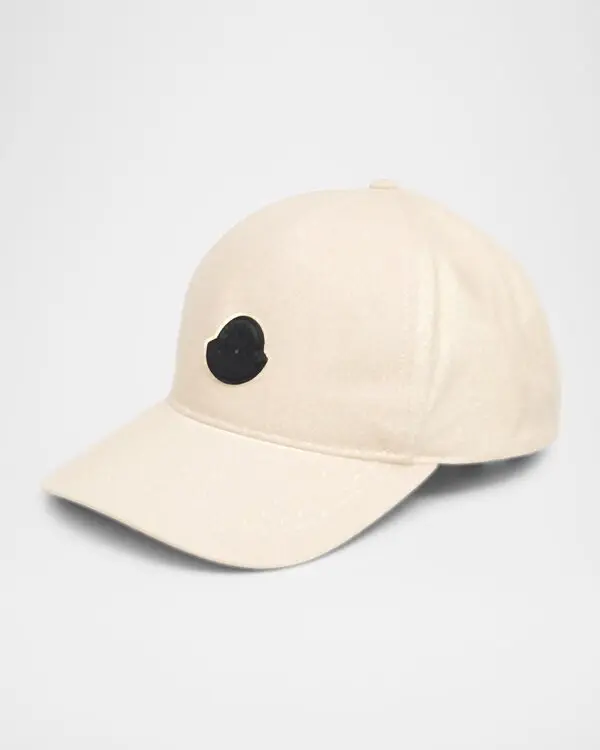 Moncler Logo Emblem Cotton Baseball Cap - Light Grey